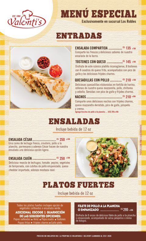 Nuestro Menú | Valenti's Pizza
